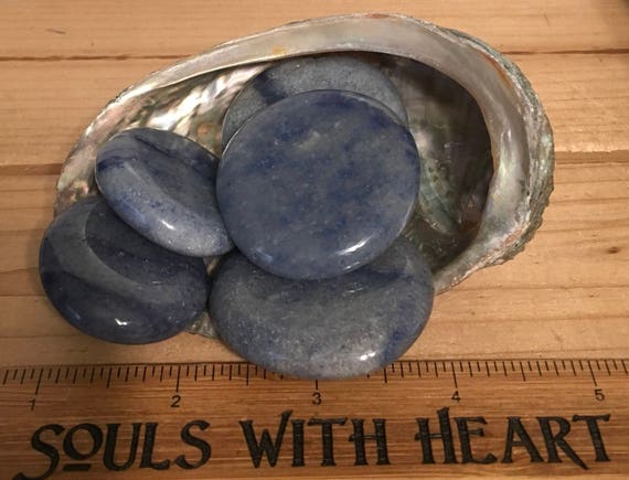 Blue Quartz Smooth Flat Tumbled Stone Healing Crystal