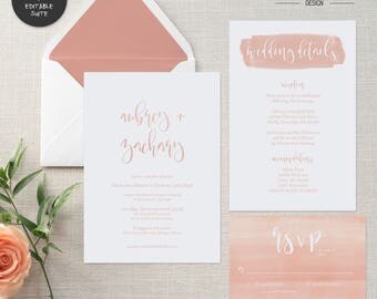 Watercolor wedding invitation | Etsy