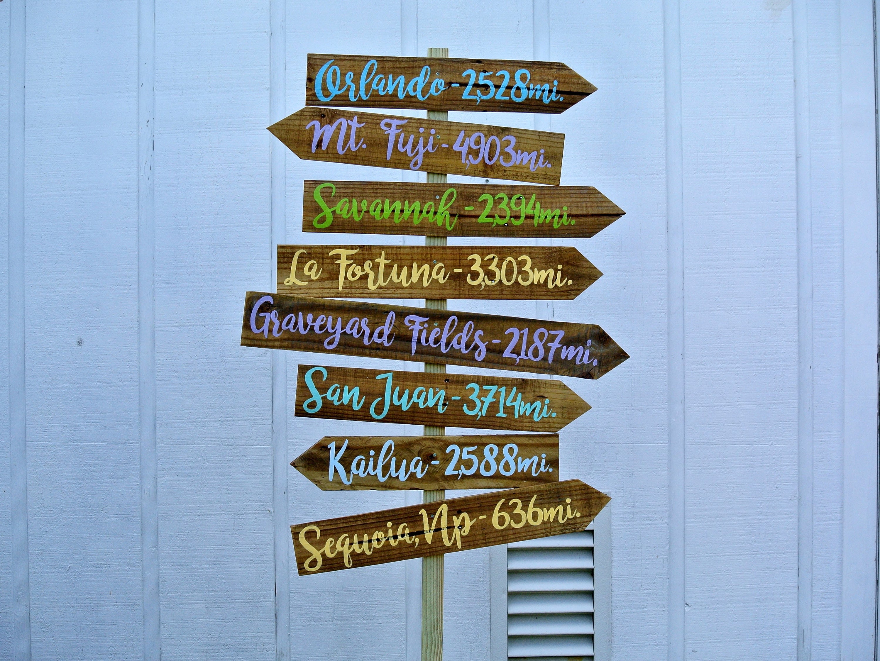 Directional Arrow Wood Garden Decor, Destination Location Mileage ...