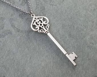 Victorian Key Necklace Key Jewelry Gold Key Pendant Antique