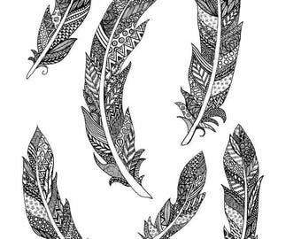 Feather coloring | Etsy