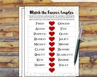 Famous couples game | Etsy