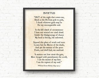 Invictus poem | Etsy