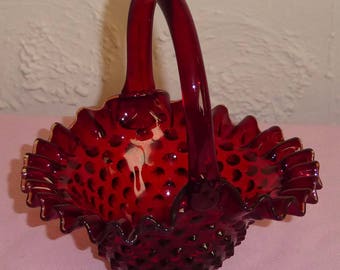 Fenton red basket | Etsy