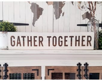 Gather wood sign | Etsy