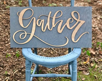 Gather wood sign | Etsy