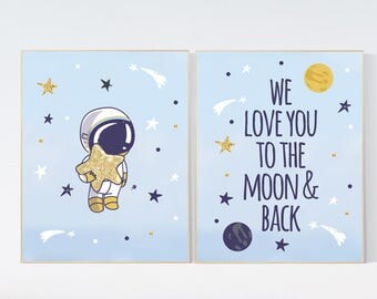 We love you to the moon and back Space nursery decor Space