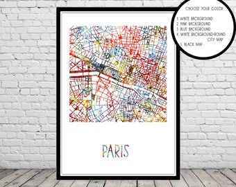 Paris street map | Etsy