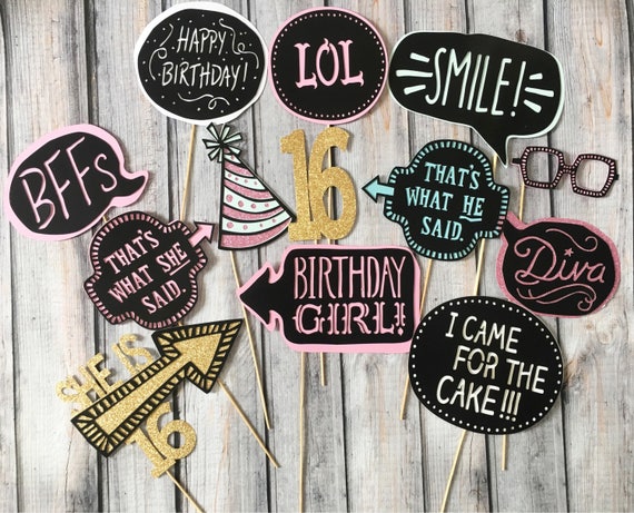 Sweet 16 photo Booth Props sweet16 photo Props Birthday Props 