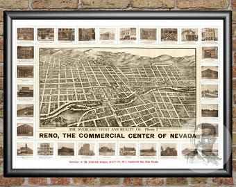 Reno map print | Etsy