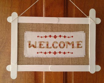 Welcome cross stitch | Etsy