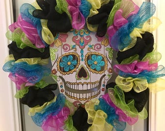 Sugar Skull WreathDay of the Dead Wreath Skull