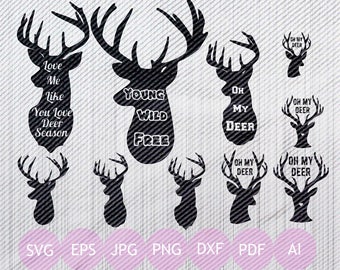 Deer head silhouette | Etsy