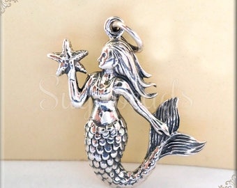 Sterling silver mermaid | Etsy