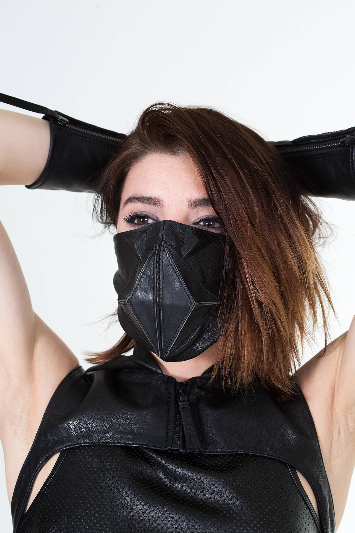 METRIC MERCENARY Black Leather Face Mask