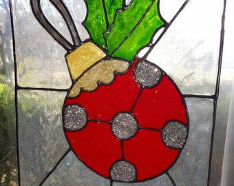 Peacock stained glass window Cling 13.25 x 8