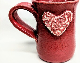 Red heart mug | Etsy