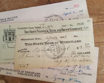 Old bank checks | Etsy