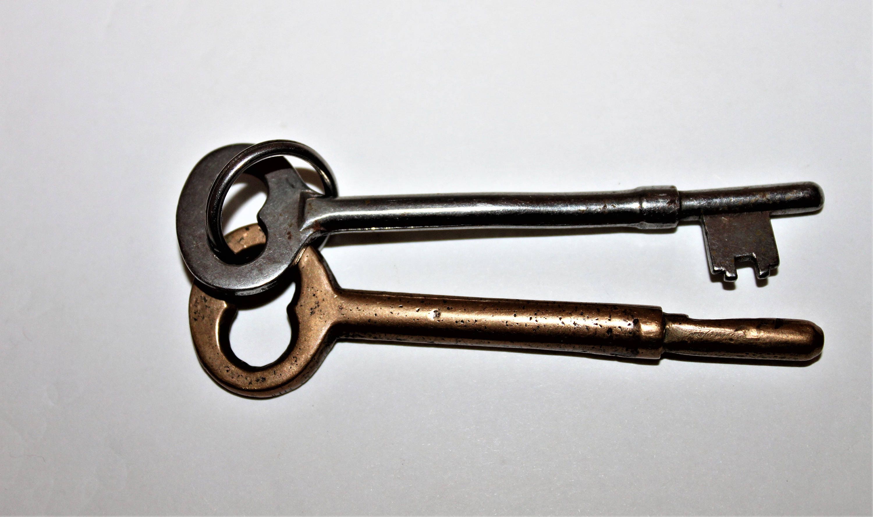 Pair of Antique 1900s Railroad Brass and Steel Coach or Caboose Keys
