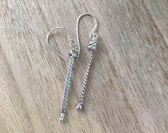 Handmade Sterling Silver Twisted Wire Earrings