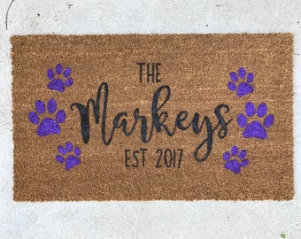 Paw print door mat | Etsy