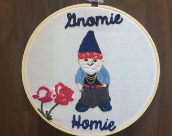 Black Gnome Holding a Mushroom Homie The Gnomie Garden