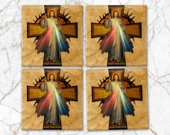 Christian gifts set of four christian coasters catholic