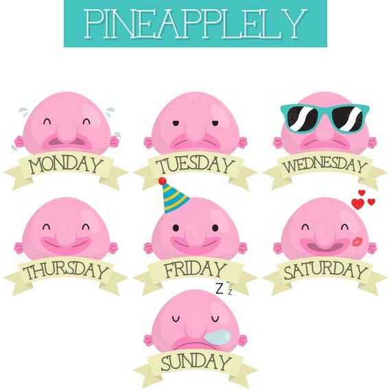 Days Of The Week Blobfish Calendar Schedule Emotions