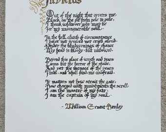 Invictus poem | Etsy