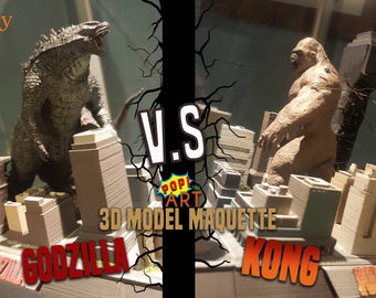 Boss Battle variant 11 x 14 Signed Print Godzilla King Kong