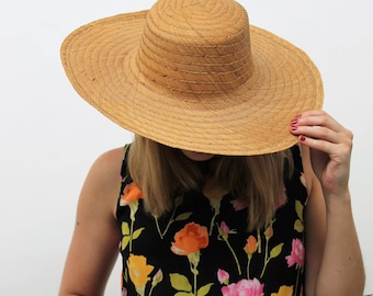 Wide brim straw hat | Etsy