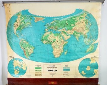 Vintage pull down map | Etsy