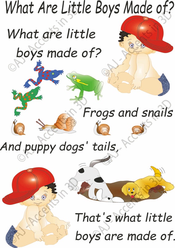 Items similar to What Little Boys Are Made Of, Traditional Nursery ...