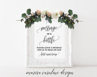 Wedding Guest Book Sign Message in a bottle anniversary