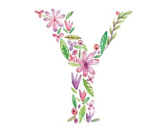 Floral letter y | Etsy