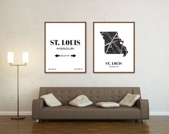 1876 Map of Missouri Large Map St Louis MO Map Vintage Man