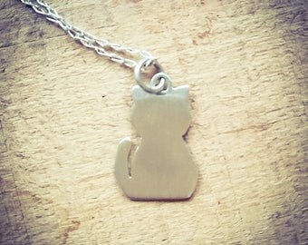 Silver cat necklace | Etsy