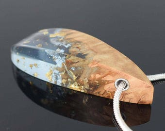 Wood resin pendant | Etsy