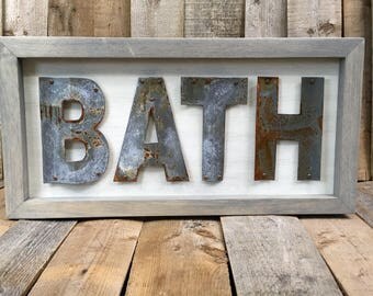 Metal bathroom sign | Etsy