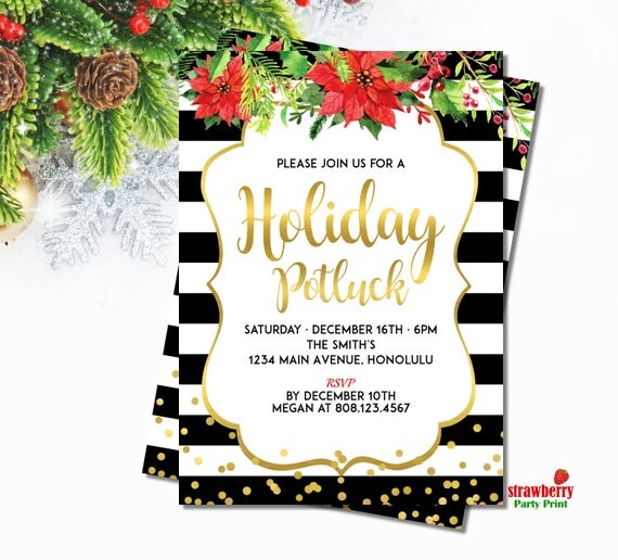 Items Similar To Christmas Potluck Invitation Holiday Potluck Invitation Christmas Party 