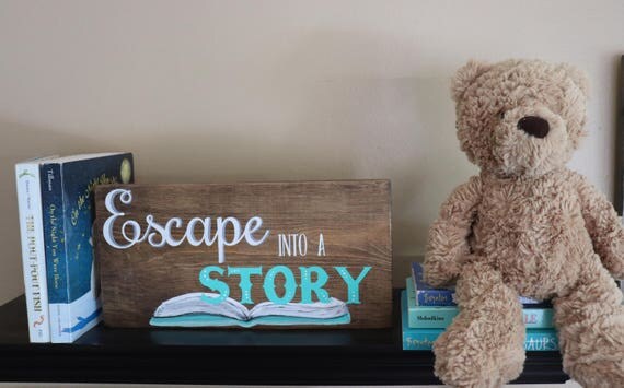 Kids room signs book lovers sign rustic wood signs. kids