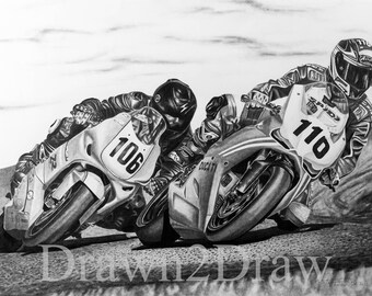 Motorcycle drawing | Etsy