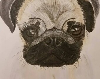 Pug drawing | Etsy