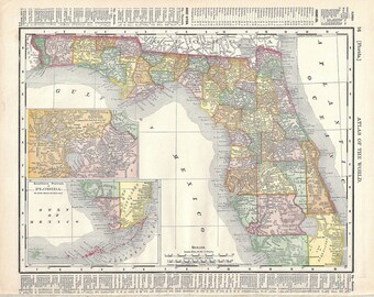 Vintage florida map | Etsy