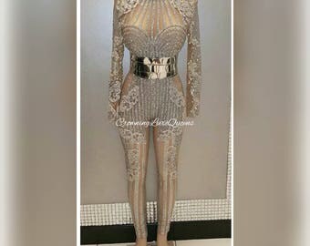 Rhinestone bodysuit | Etsy