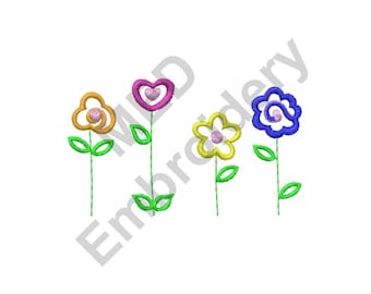 Flower Outline Machine Embroidery Design