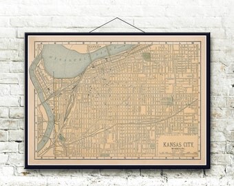 Kansas City Map Art Print / KC Chiefs Poster Digital Print
