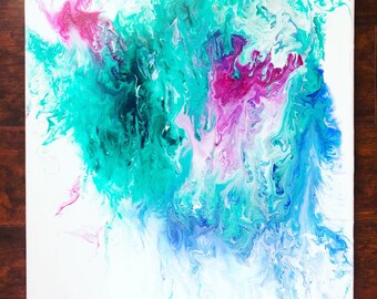 Color Splash 30 x 30 Abstract Acrylic Painting Huge