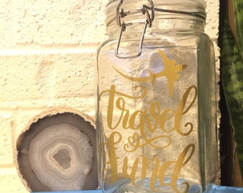 World Map Money Jar Travel Fund 1 Gallon Glass Jug with