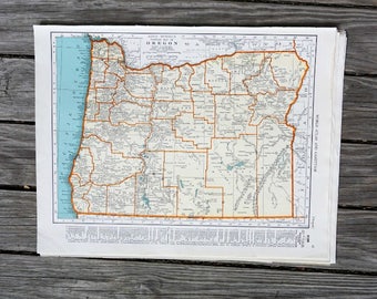 1903 Large Oregon Map Antique Map of Oregon OR Railroad Map